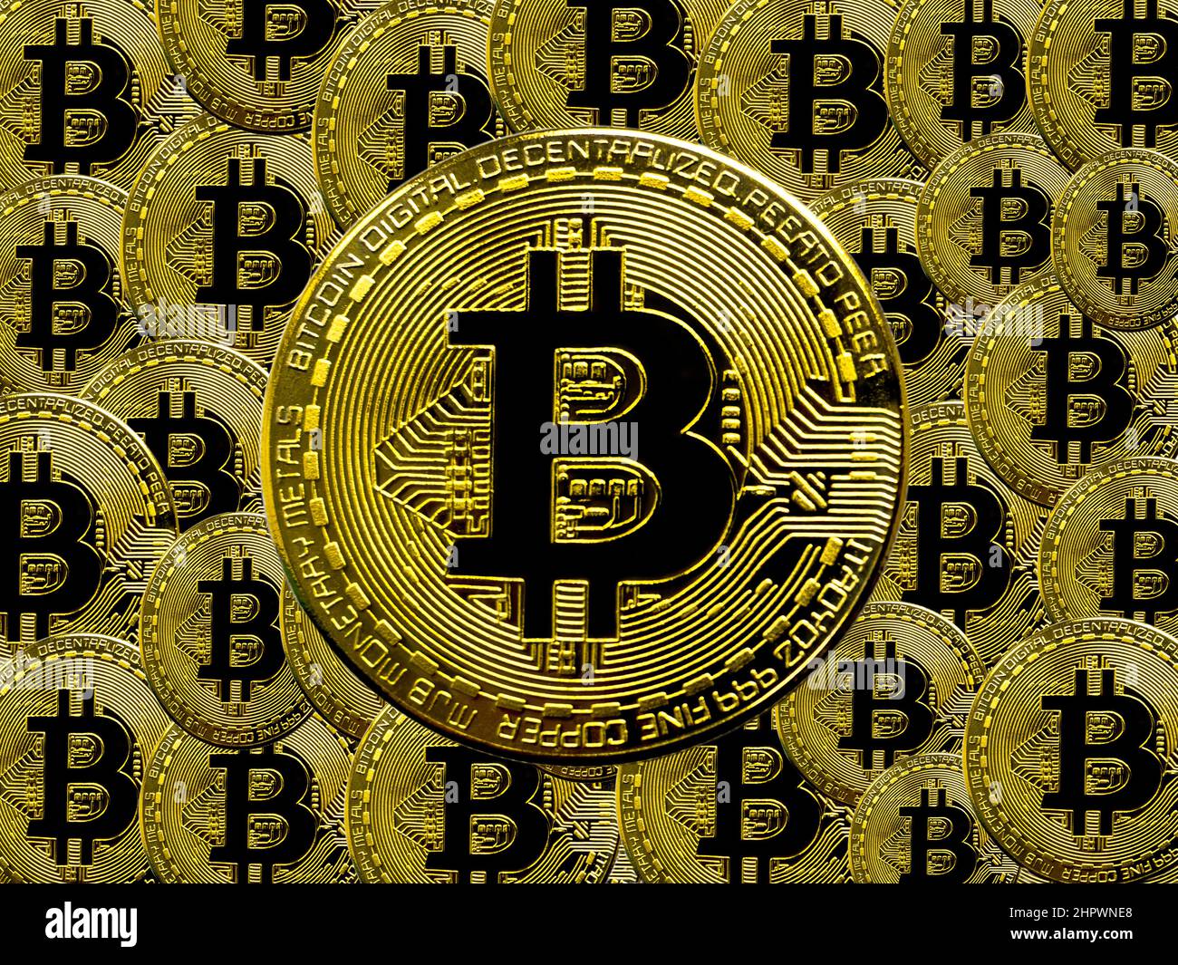 Bitcoin BTC crypto currency gold coins abstract texture, new virtual ...