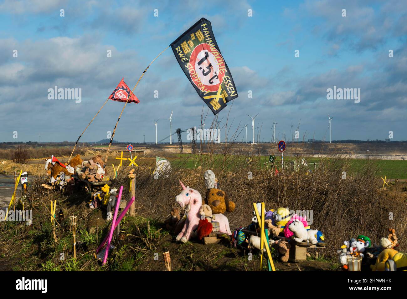 Protest camp, Luetzerath, Garzweiler opencast lignite mine, near ...