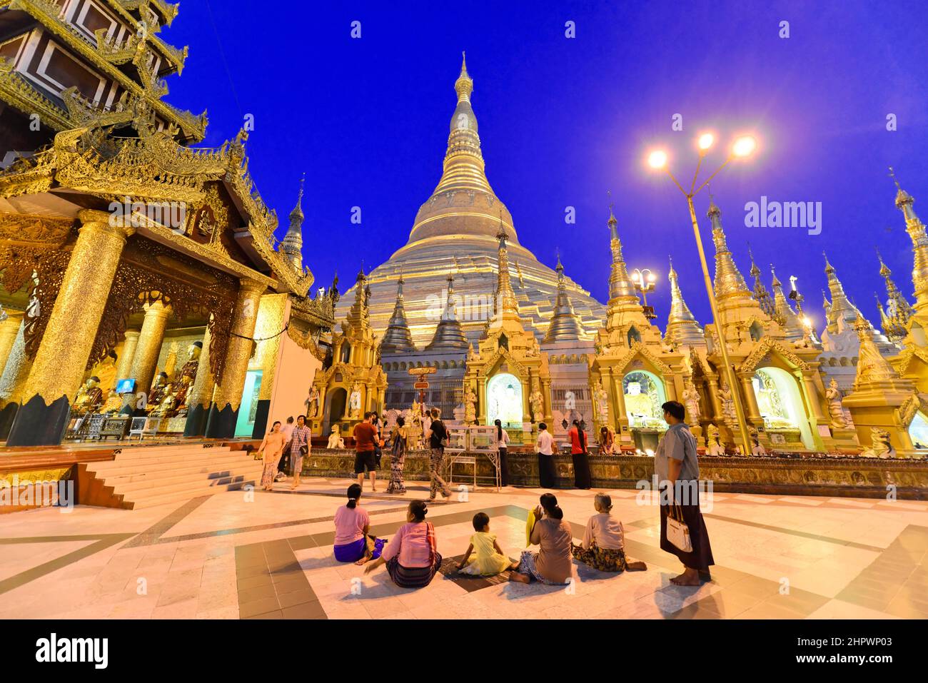 In the evening light, Shwedagon Pagoda, Yangon, Myanmar Stock Photo - Alamy