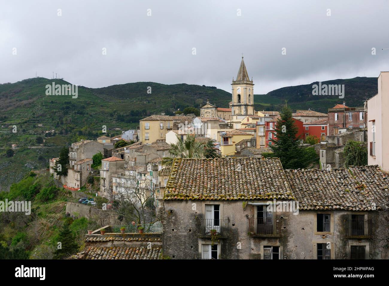 View of the mountain village of Novara di Sicilia, Italy Stock Photo ...