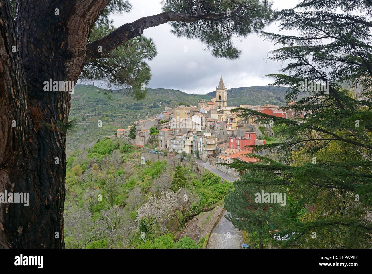 View of the mountain village of Novara di Sicilia, Italy Stock Photo ...