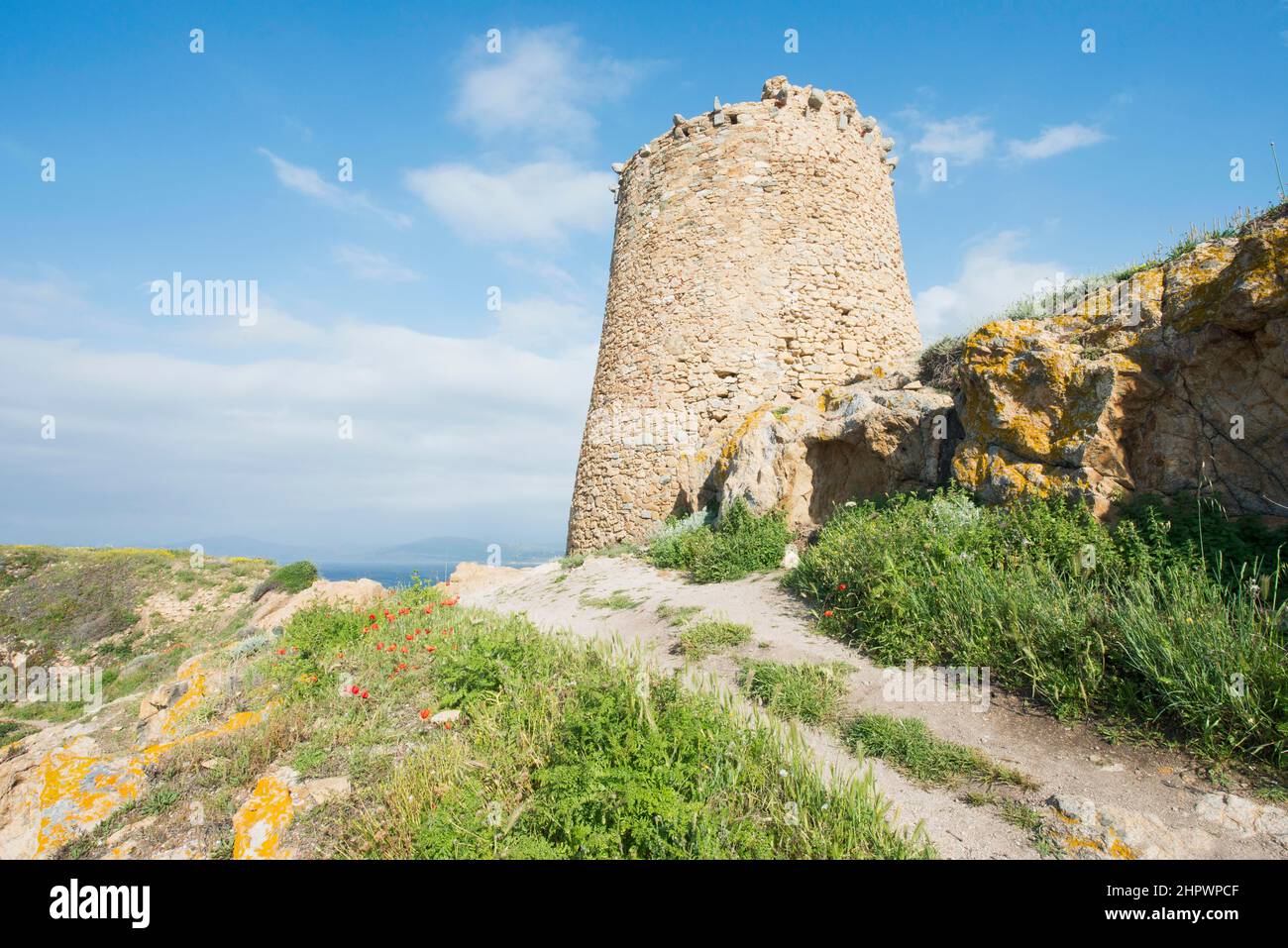 Genoese Tower on the Peninsula, Ile-Rousse, Corsica, France Stock Photo ...