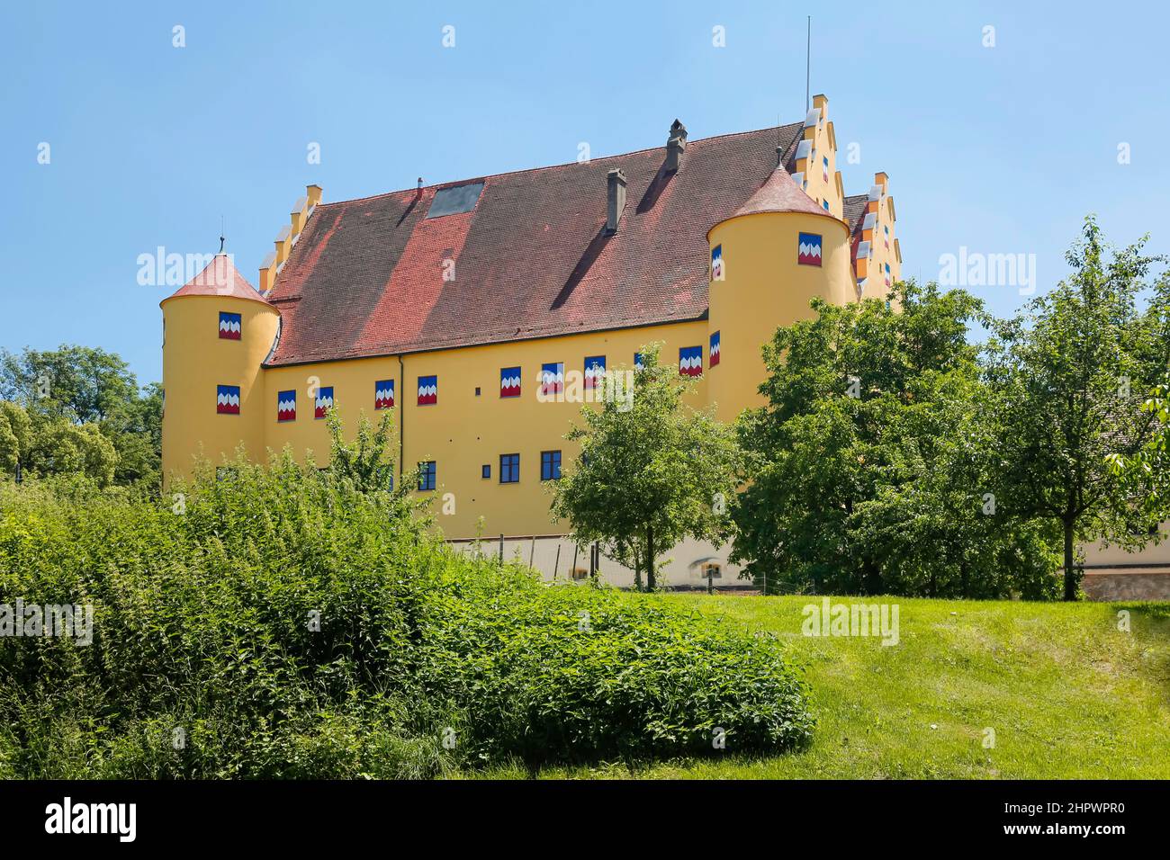 Erbach Castle of the Barons of Ulm-Erbach, coloured shutters, Erbach ...