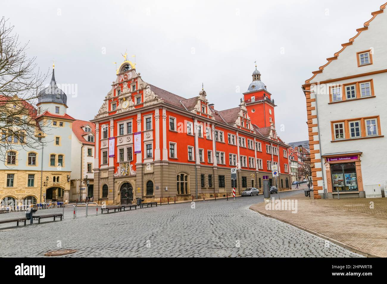 scenic view to old town hall of Gotha in Thuringia, Germany with famous ...