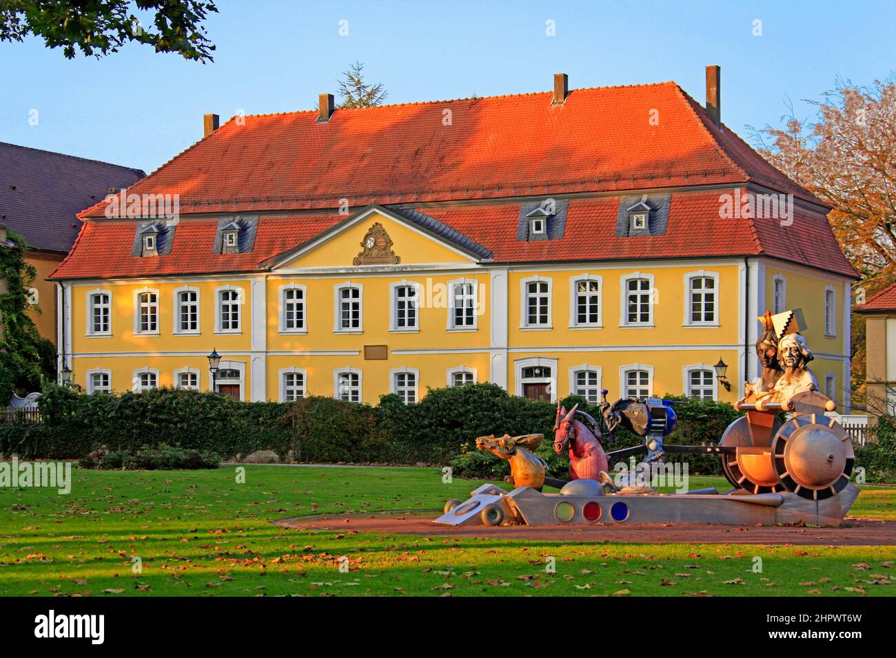 Birthplace of Friedrich Hecker (1811-1881), castle park, sculpture by ...