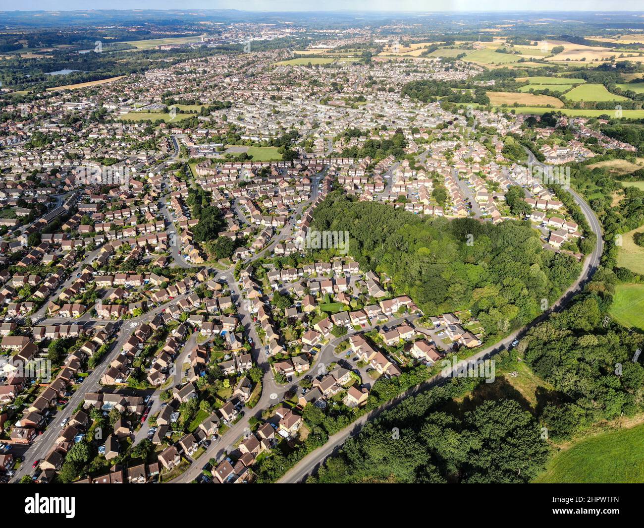 Aerial shot of floral way and the plantation woodland Stock Photo - Alamy