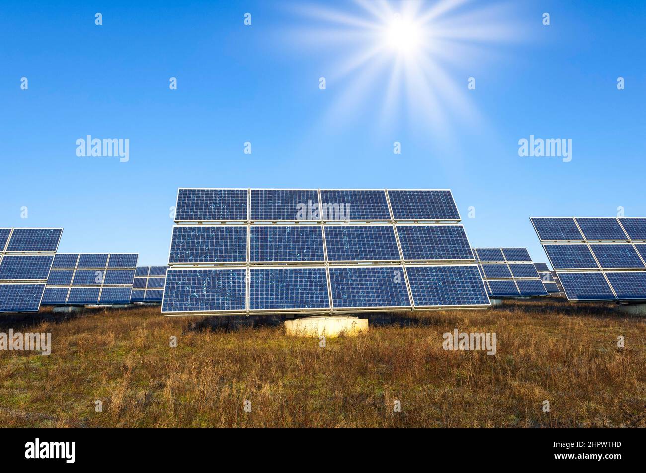 Solar park, outdoor photovoltaic system, solar modules, sun, energy ...