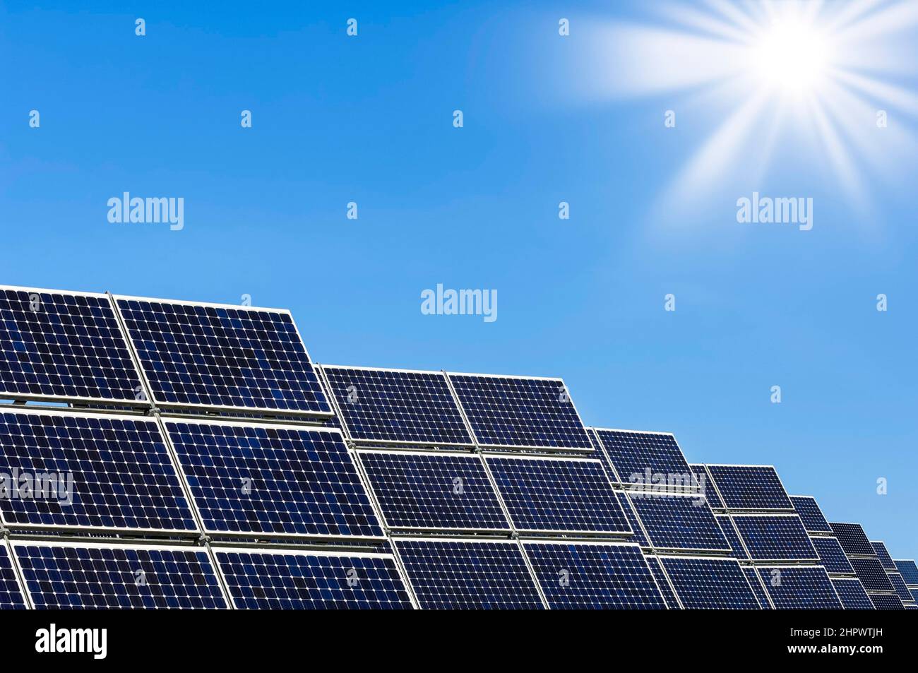 Solar park, outdoor photovoltaic system, solar modules, sun, energy ...