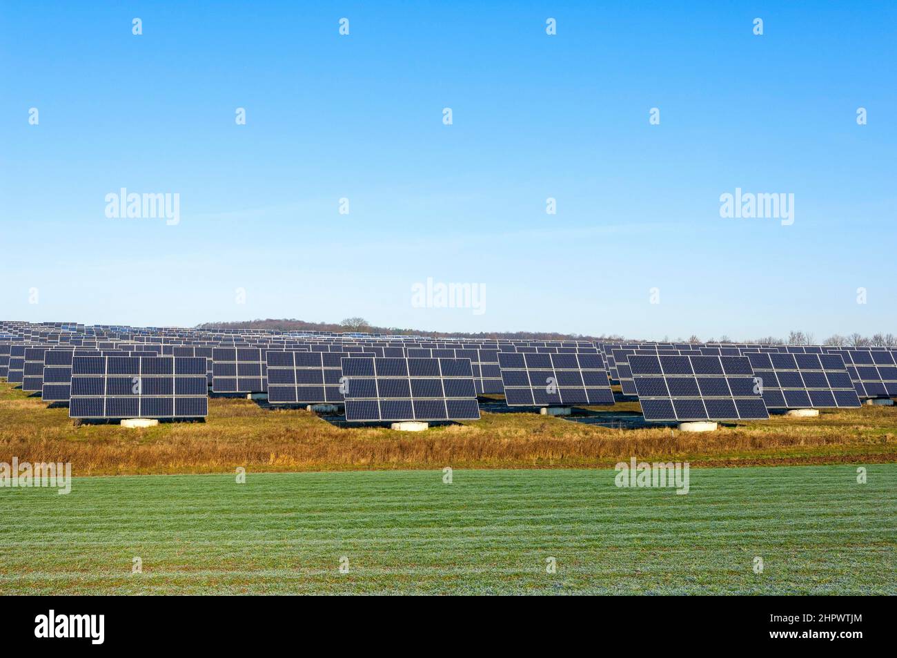 Solar park, outdoor photovoltaic system, solar modules, energy ...
