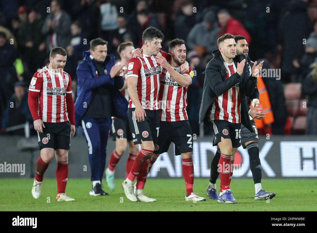 John Egan #12 of Sheffield United, George Baldock #2 of Sheffield ...