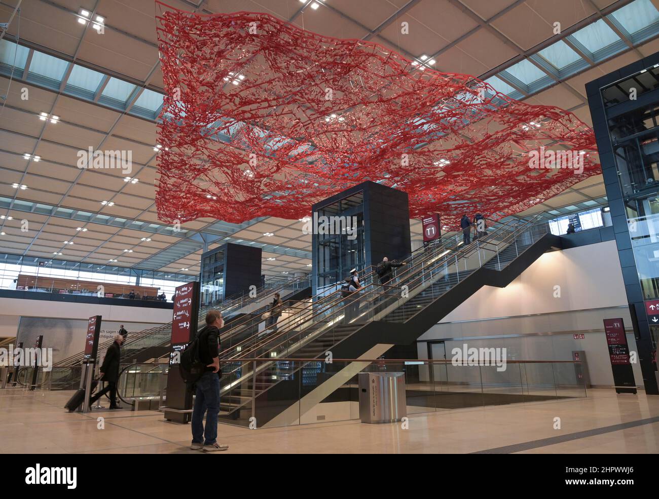 Main hall, Terminal 1, Stairs, BER Airport, Brandenburg, Germany Stock ...