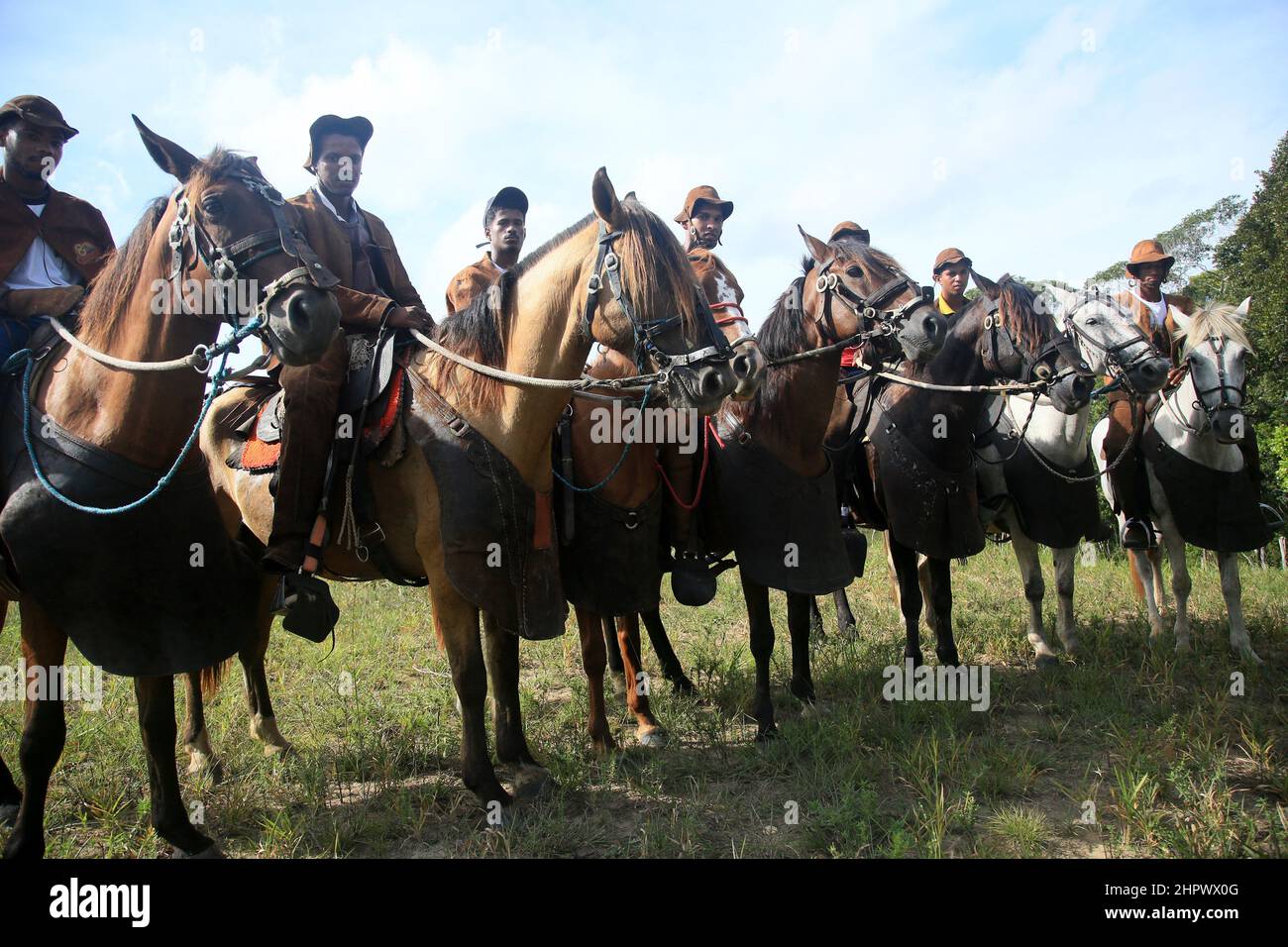 conde, bahia, brazil - january 9, 2022: Cowboys wearing typical leather ...