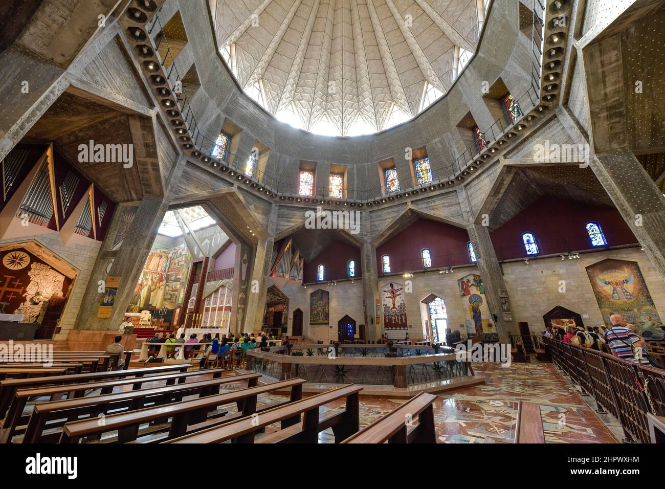 Upper sanctuary, Basilica of the Annunciation, Nazareth, Israel Stock ...