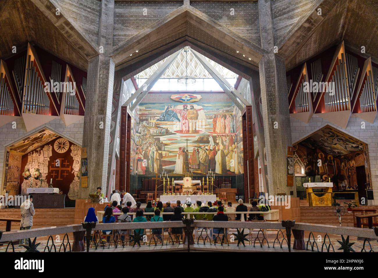 Upper sanctuary, Basilica of the Annunciation, Nazareth, Israel Stock ...