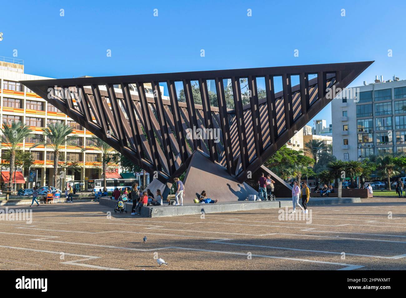 Sculpture by Yigal Tumarkin as Holocaust Memorial, Izhak Rabin Square ...