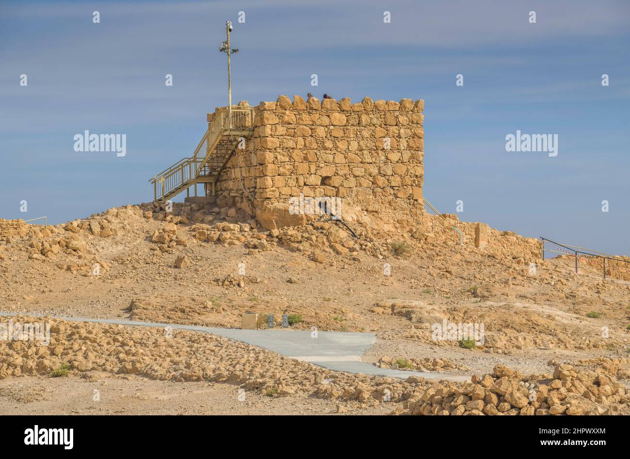 Tower at the North Palace, fortress complex, ruins of Masada, Israel ...