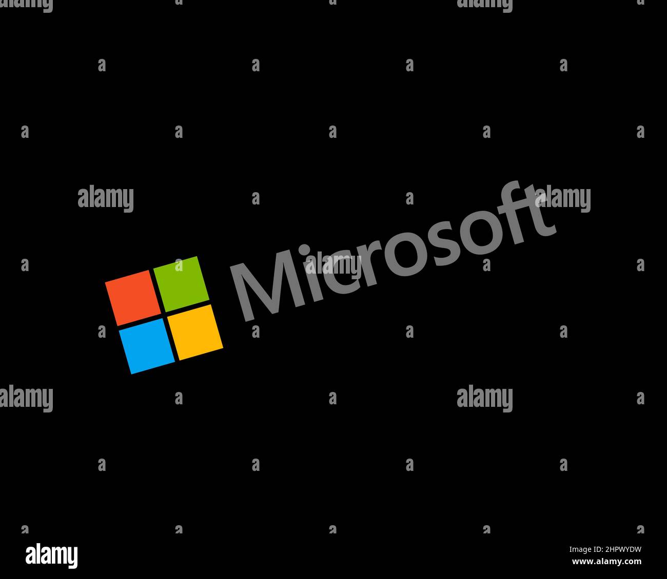 Microsoft, rotated, black background, logo, brand name Stock Photo - Alamy
