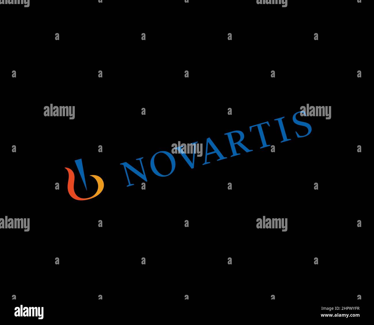 Novartis, rotated, black background, logo, brand name Stock Photo - Alamy