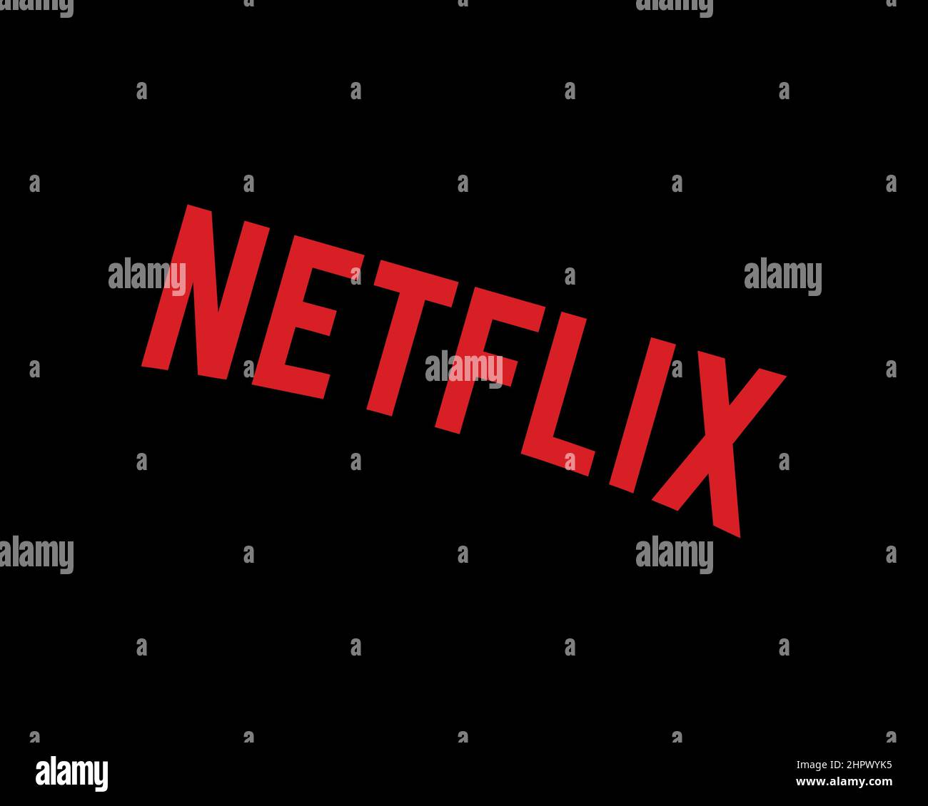 Netflix, rotated, black background, logo, brand name Stock Photo - Alamy