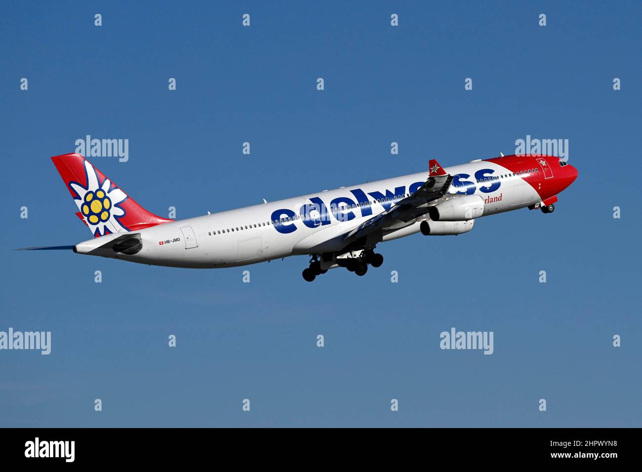 Aircraft edelweiss air airbus a340 300 hi-res stock photography and ...