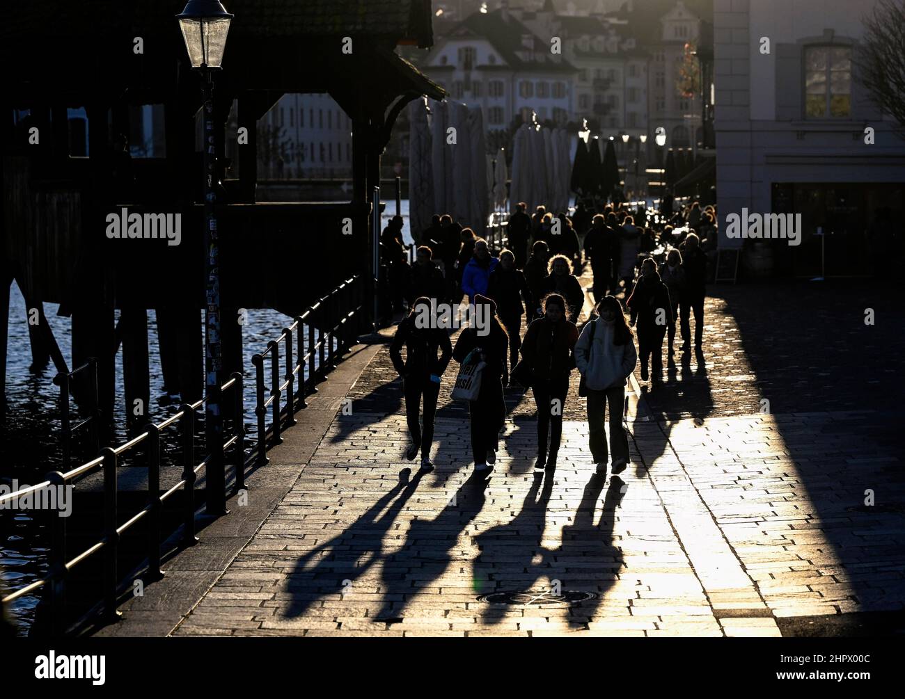 Pedestrian zone with passers-by Stock Photo - Alamy