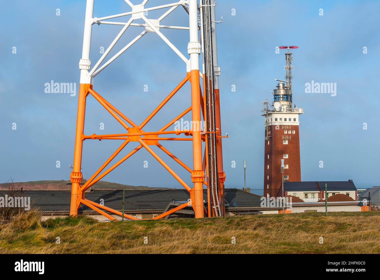 Lighthouse with radar antenna, radio tower, Oberland, Helgoland high ...