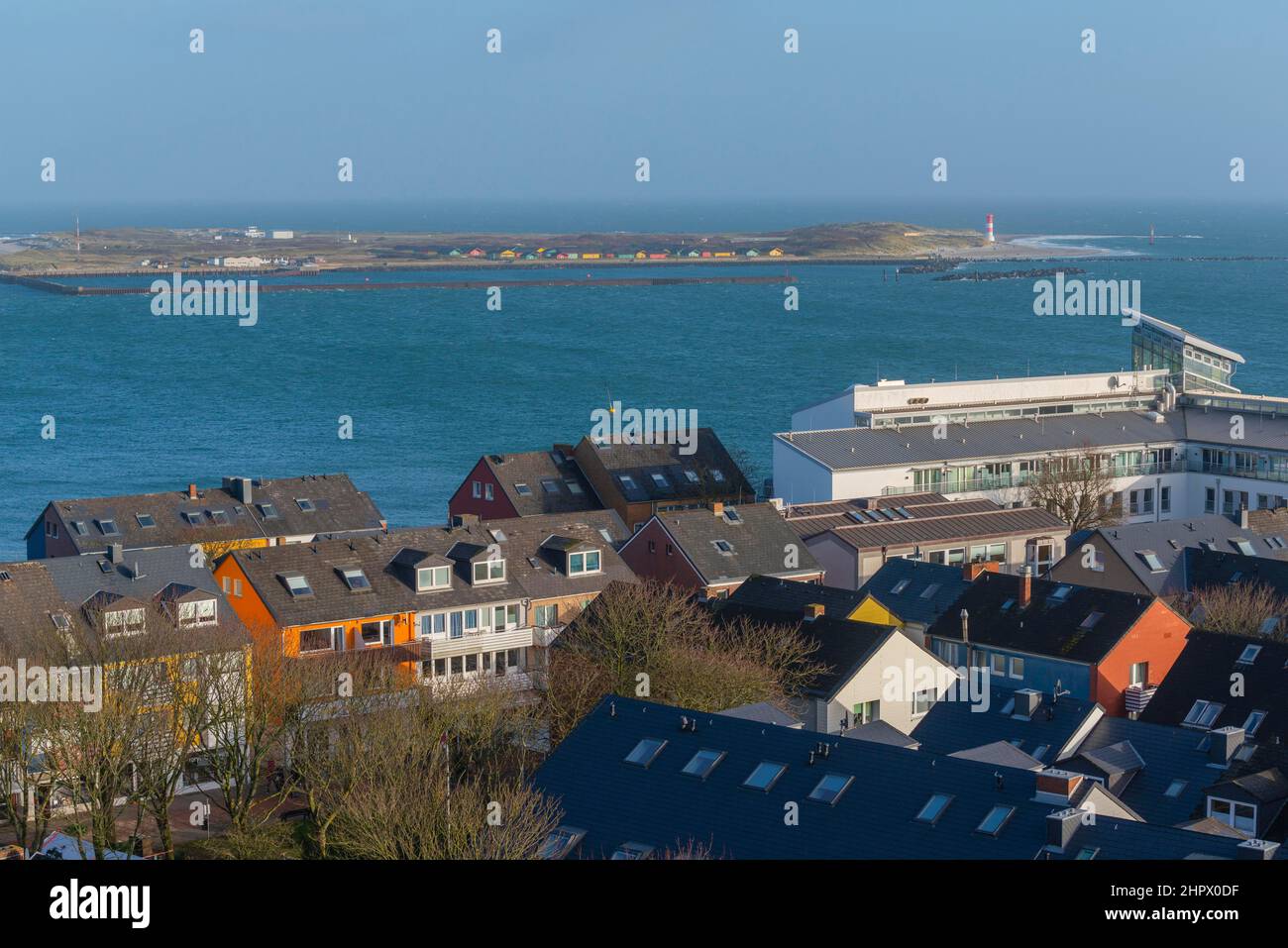 Main island building, dune, Helgoland high sea island, North Sea ...