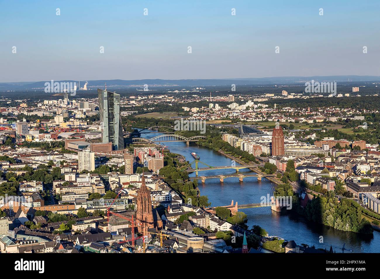 panorama of Frankfurt am Main with skyscrapers and river main Stock ...
