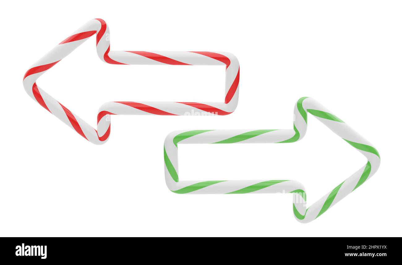 Arrow made of candy cane lollipop. Arrow direction left or right ...