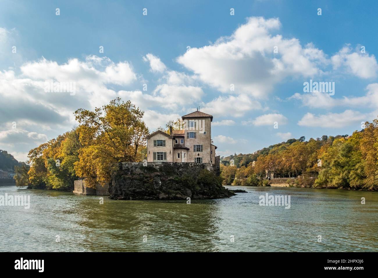 the island Ile Barbe in the Saone, in the 9th arrondissement of Lyon ...