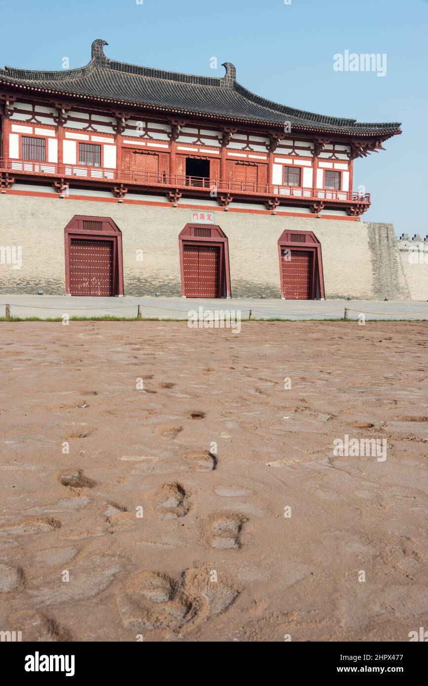 LUOYANG, CHINA - Street Remains Outside Dingding Gate from the Sui and ...