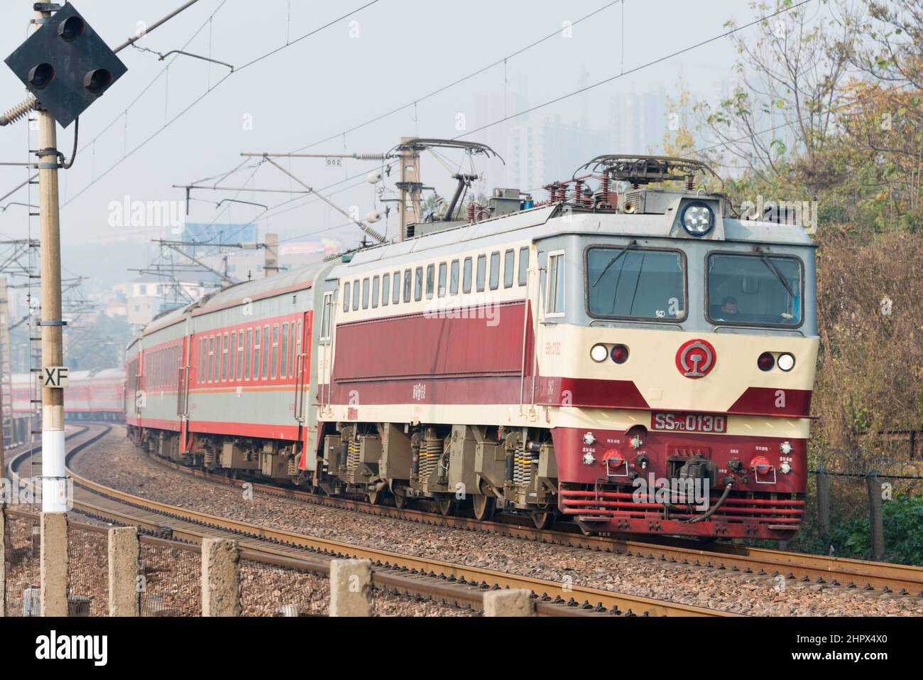 HENAN, CHINA - China Railways SS7C electric locomotive in Luoyang ...