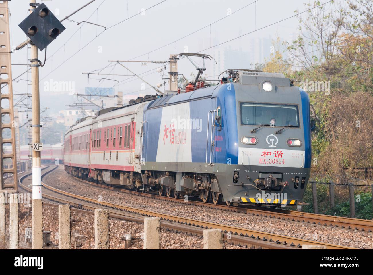 HENAN, CHINA - China Railways HXD3 electric locomotive in Luoyang ...