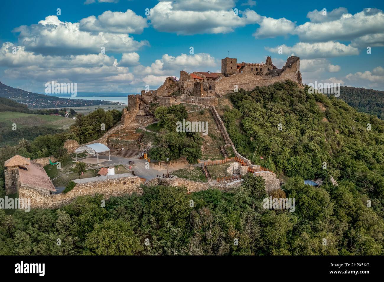 Medieval Szigliget castle near lake Balaton with newly restored palace ...