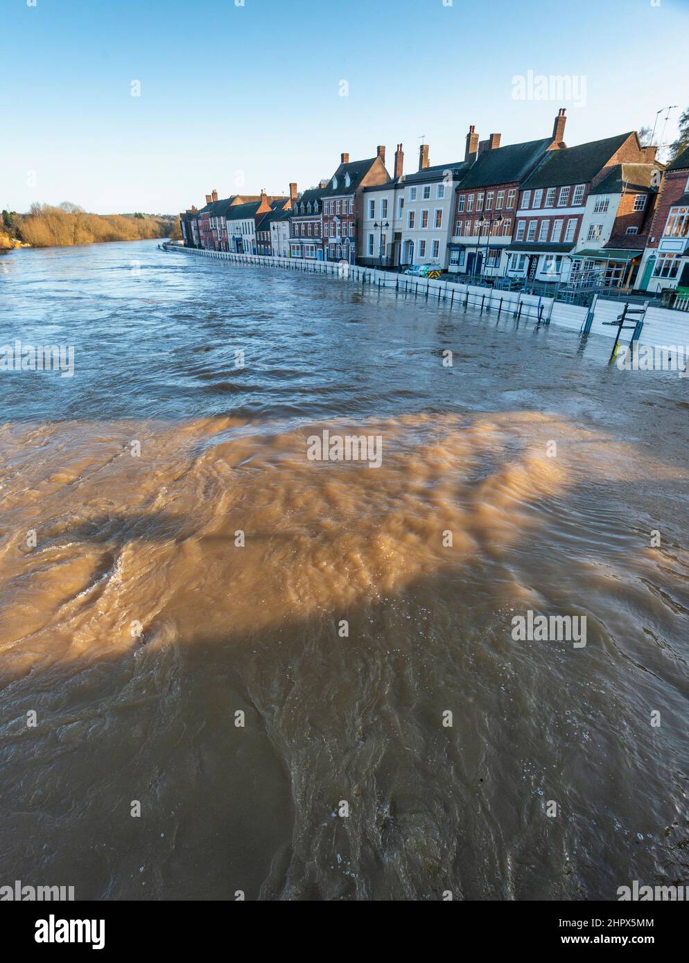 The River Severn,swollen by rain waters from the mountains,causes ...