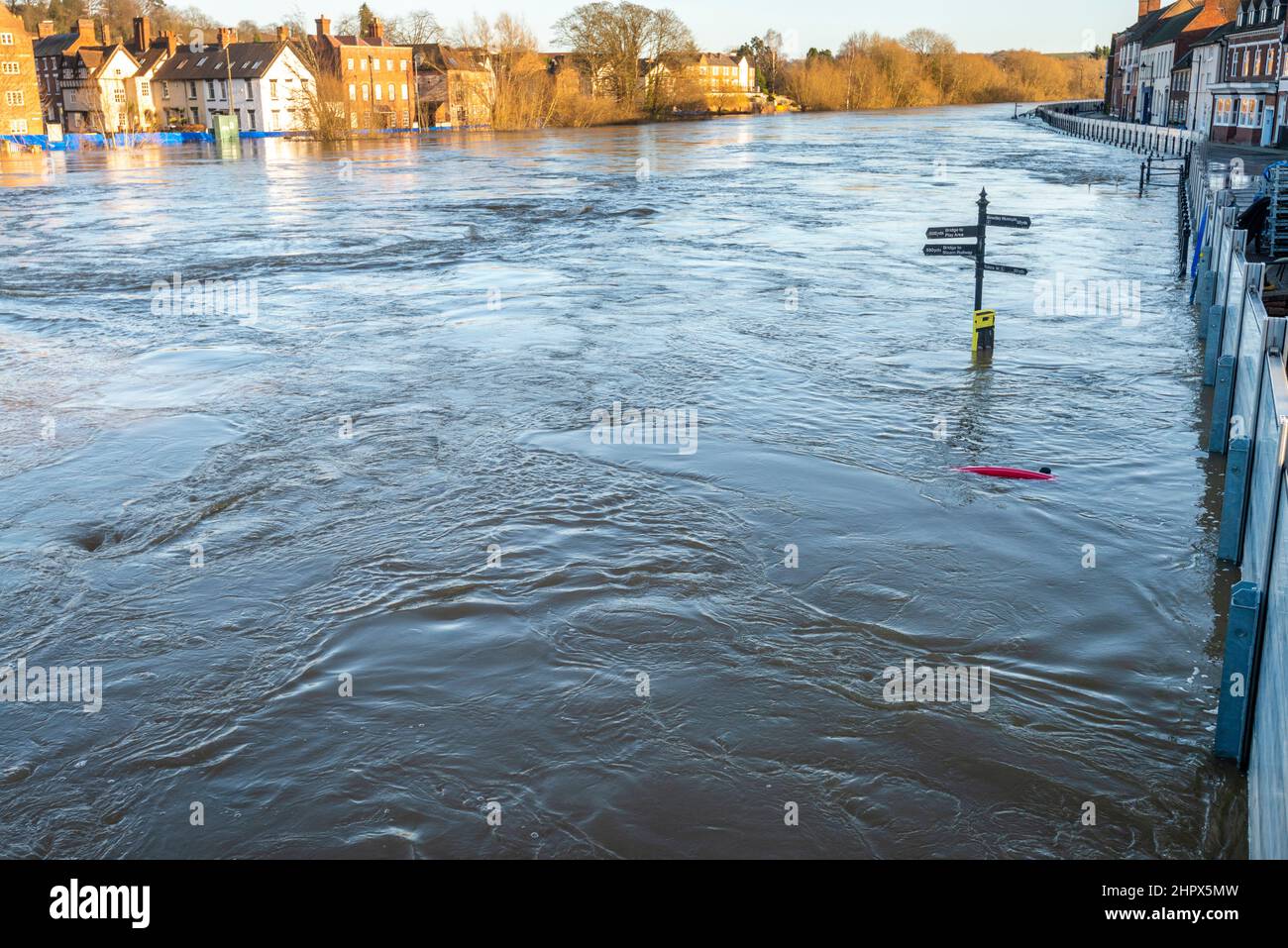 The River Severn,swollen by rain waters from the mountains,causes ...