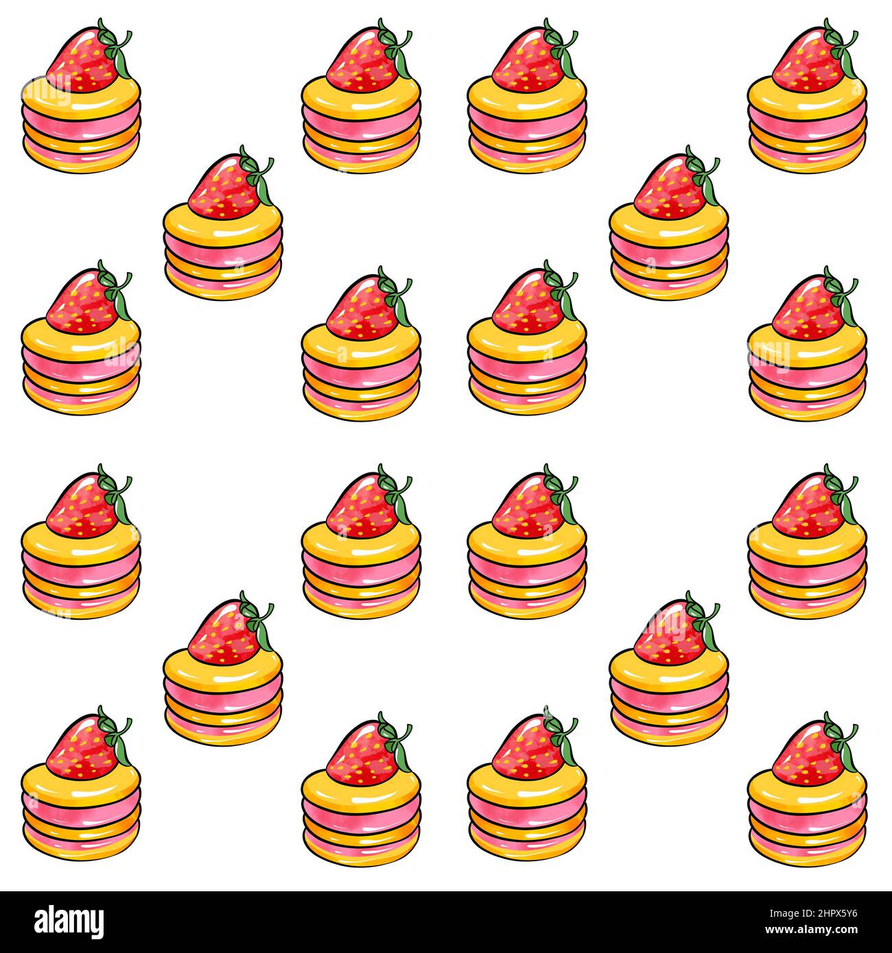 Illustration raster seamless pattern round yellow.red color cake ...