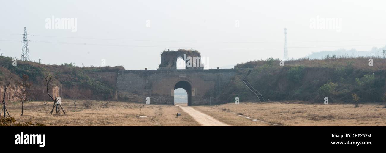 XINAN, CHINA - Hangu Pass. UNESCO World heritage site in Xinan, Henan ...