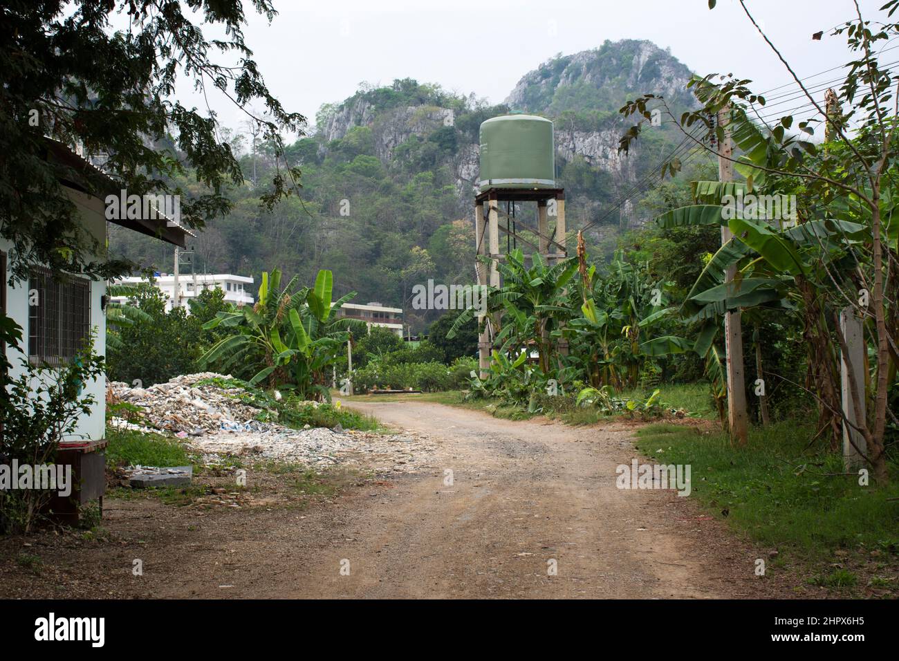 View landscape with tower tank water artesian supply plant of small ...