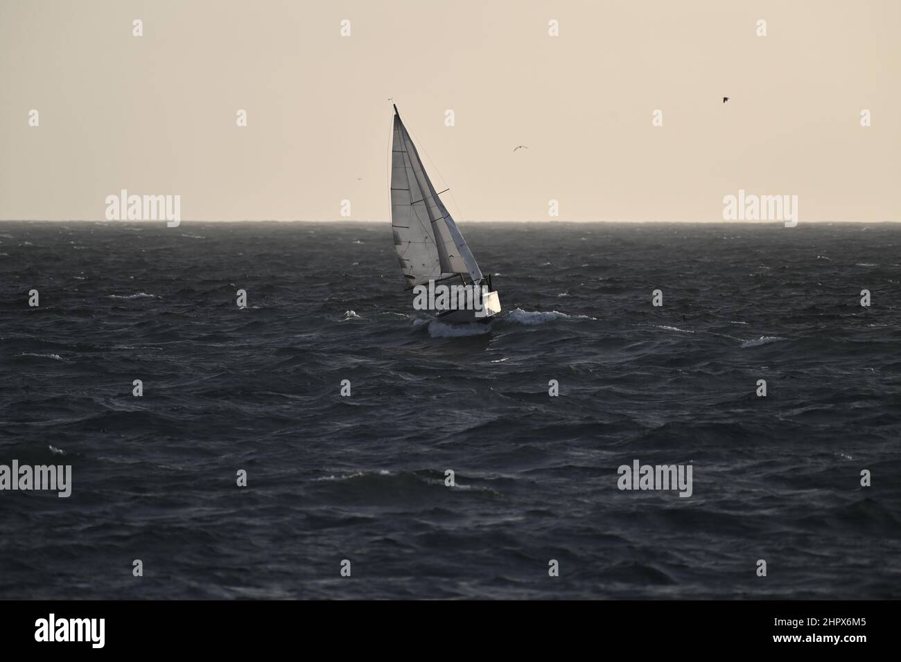 A Boat Negotiating High Wind Stock Photo - Alamy
