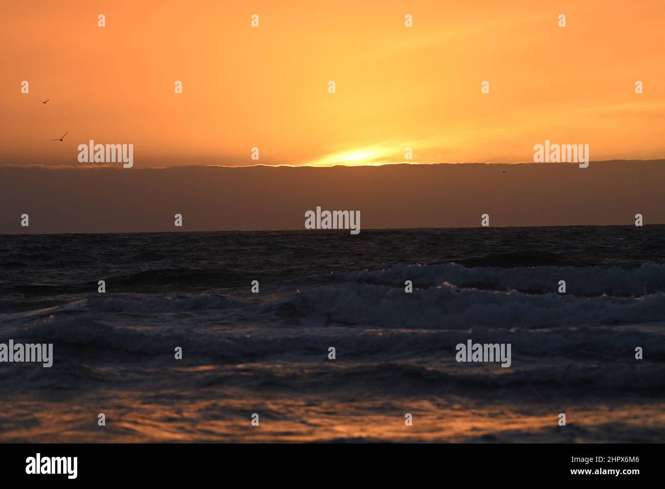 Spectacular Sunset Light at Moss Landing Beach Stock Photo - Alamy