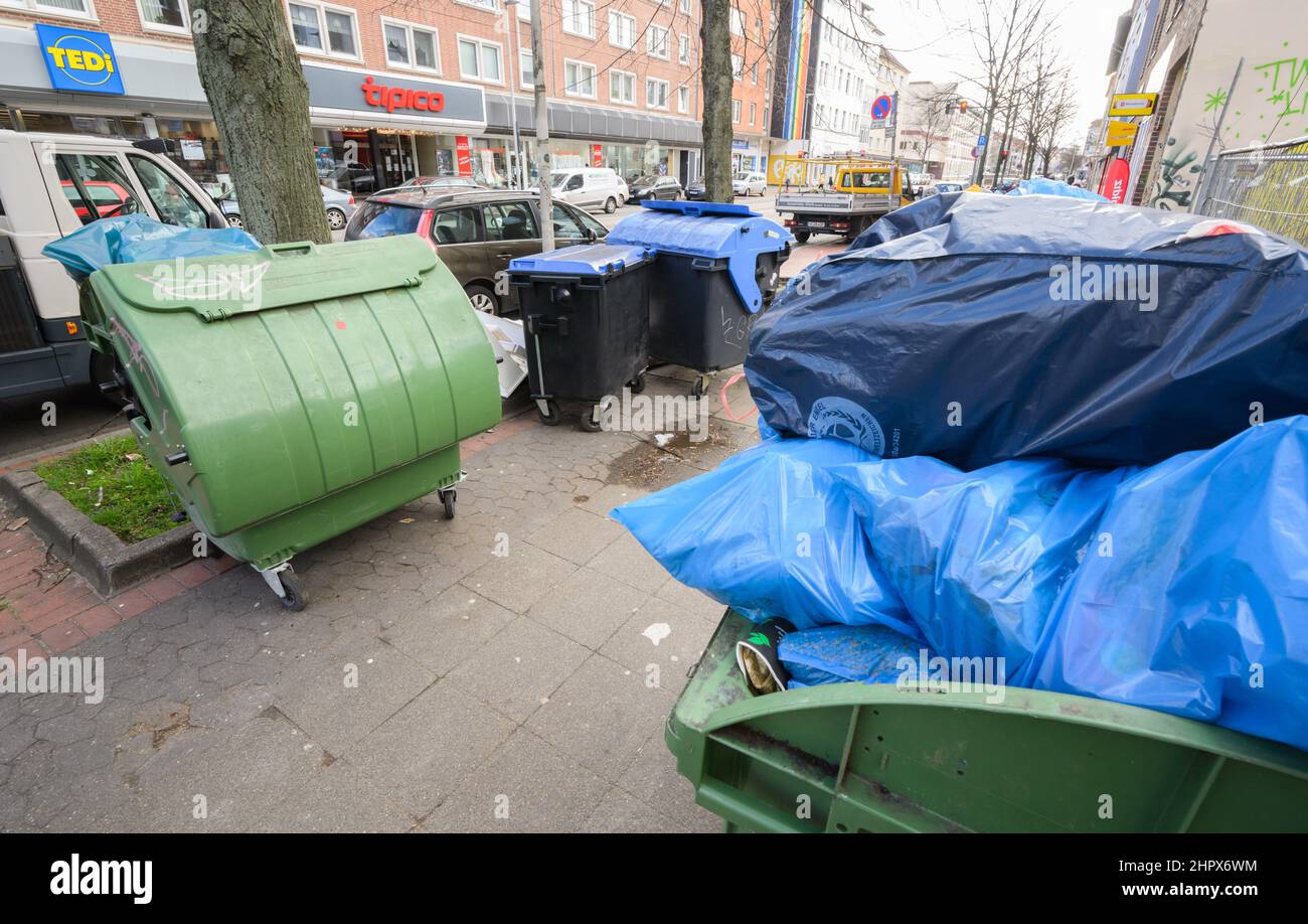 Hanover, Germany. 17th Feb, 2022. Litter stands on a street in the ...