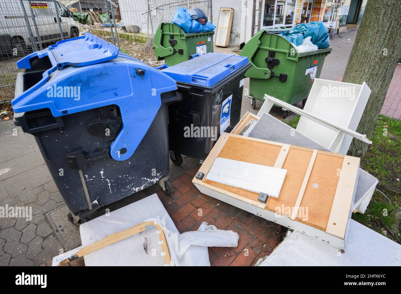 Hanover, Germany. 17th Feb, 2022. Litter stands on a street in the ...