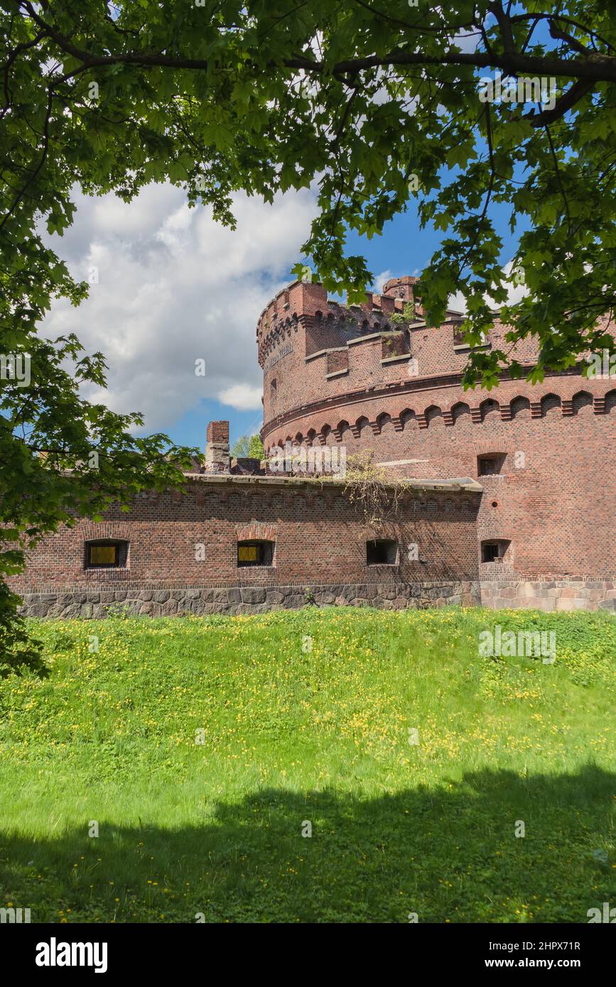 red brick walls of old fortification der wrangel on sunny day in ...