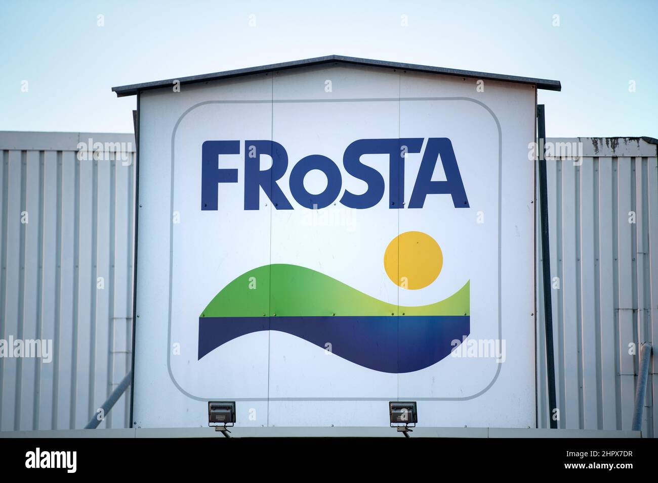 Bremerhaven, Germany. 23rd Feb, 2022. The Frosta logo on a production ...