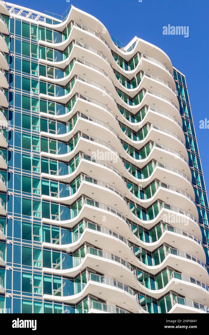Facade detail of a modern high-rise apartment building. Abstract ...