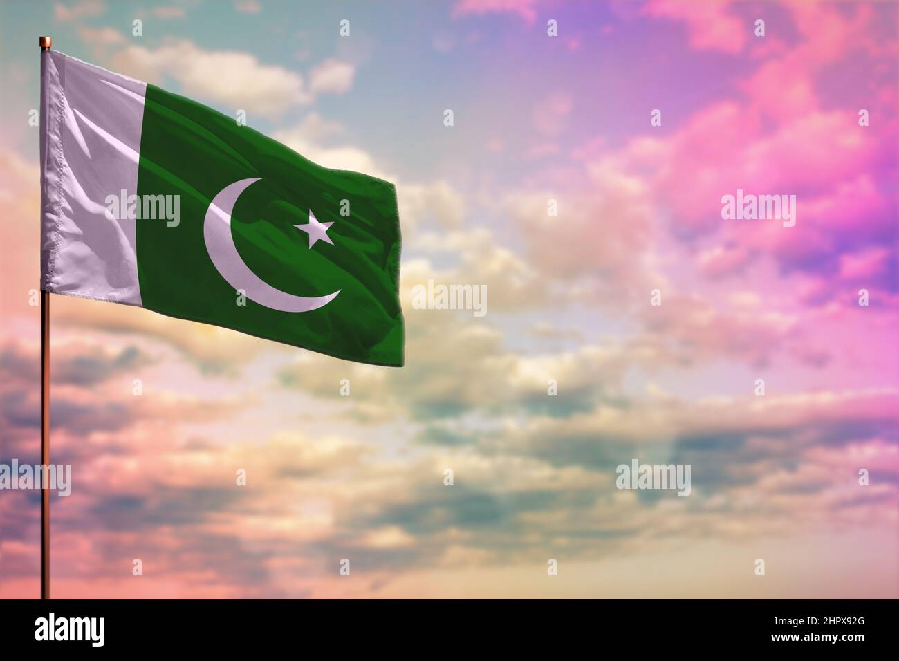 Fluttering Pakistan flag mockup with the place for your text on ...