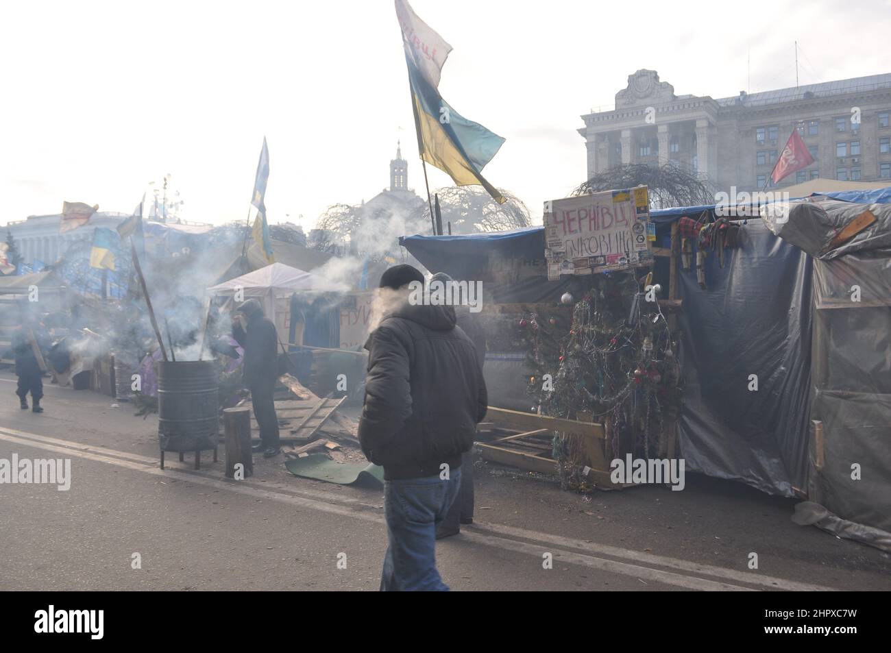 The protest site of the Maidan Revolution in the central square of Kiev ...