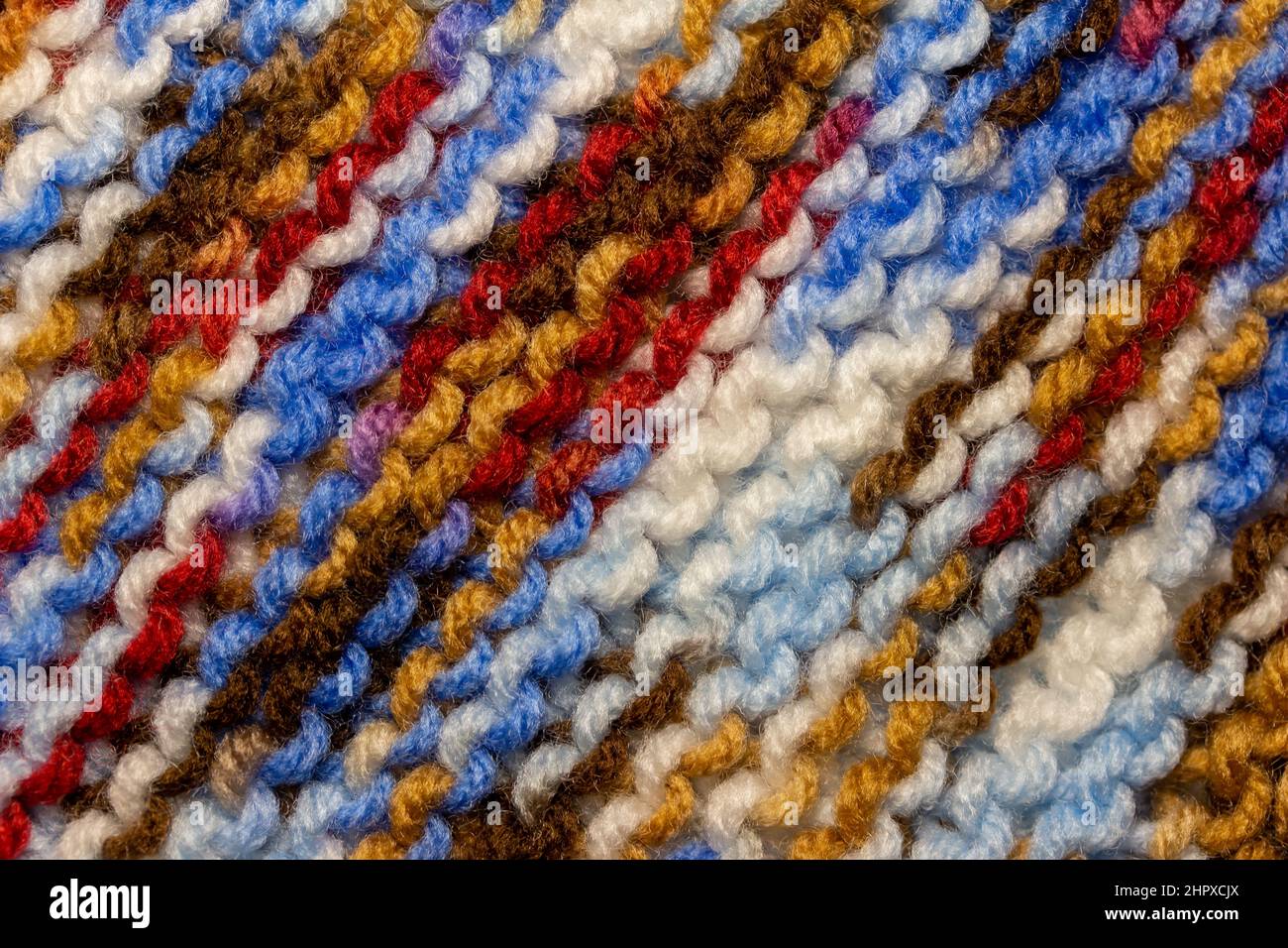 Full frame abstract texture background of hand knitted yarn in a simple ...