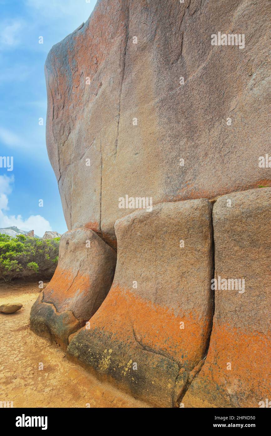 Details of Whistling Rock, a popular eroded orange landform in Cape le ...